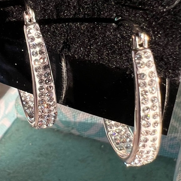 Jewelry | 38 Super Nice Elongated White Crystal Hoop Earrings | Poshmark